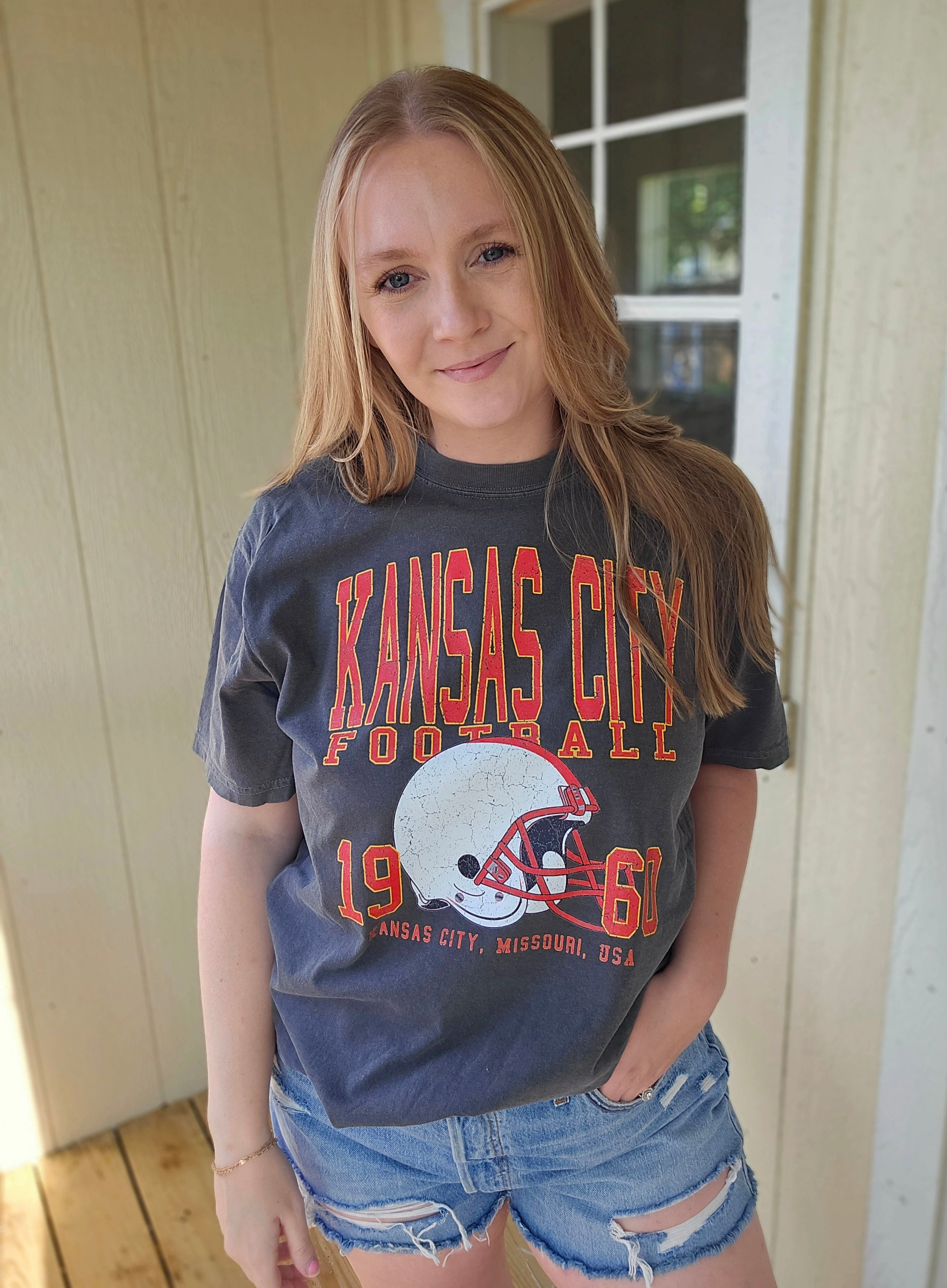 KC VARSITY HELMET Charcoal Vintage Wash Tee – Boho Mama Creations
